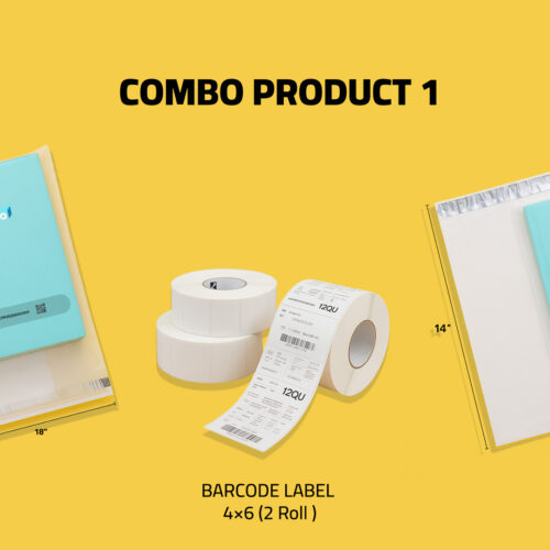 Valmo Branded Combo 1: 10x14 (500pcs), 16x18 (200pcs) & 4x6" (2 Roll ...